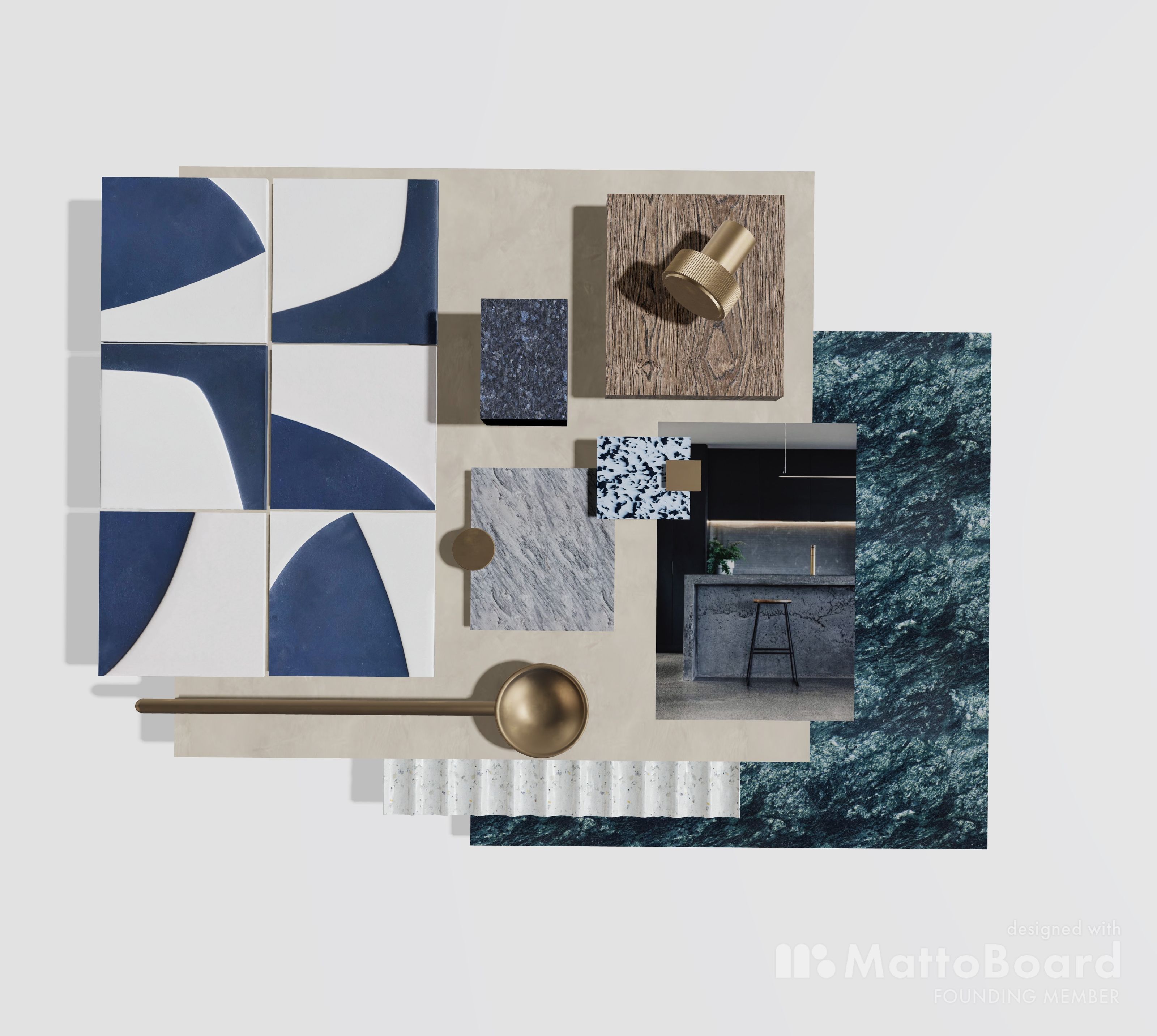 Proportions and hierarchy when designing material sample boards and mood boards